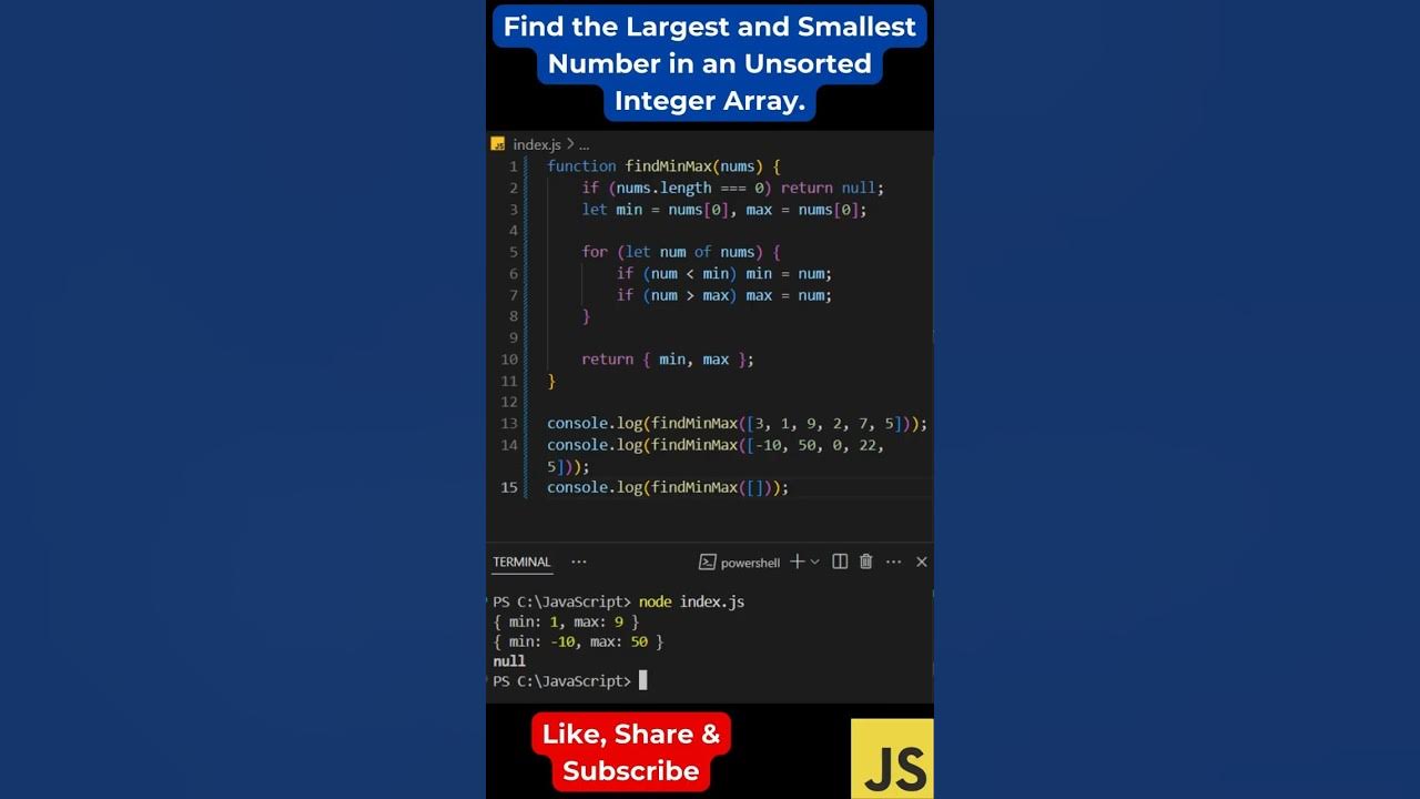 #37: (Method 1: Using a Loop) Find the Largest & Smallest Number in an Array! 🚀 | #shorts # ...