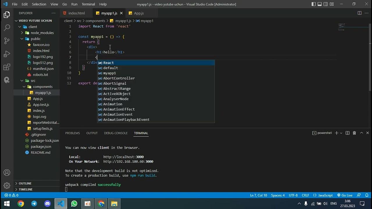 react bo'yicha 3-dars - YouTube