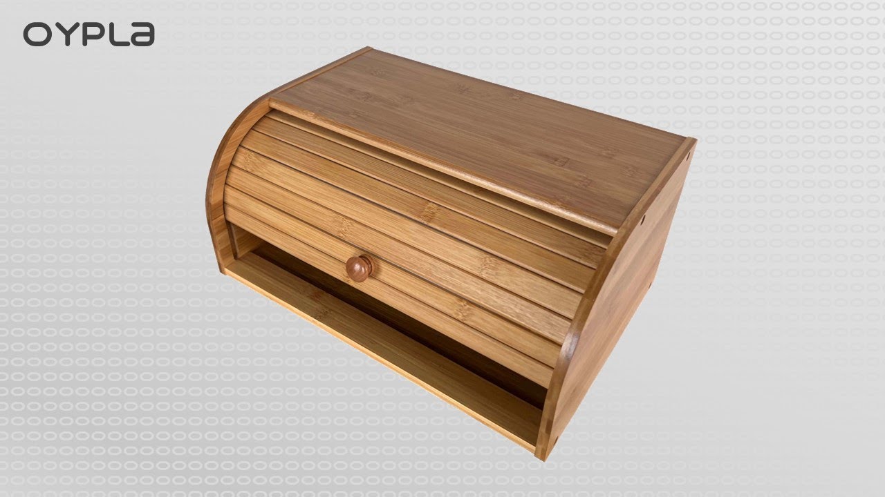Oypla Single Layer Roll Top Bamboo Wooden Bread Bin Kitchen Storage ...
