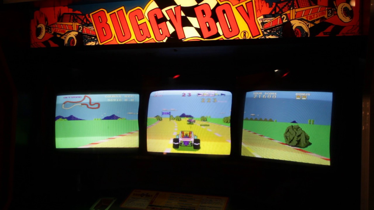 Real Buggy Boy *triple screen* arcade cabinet by Tatsumi video footage ...