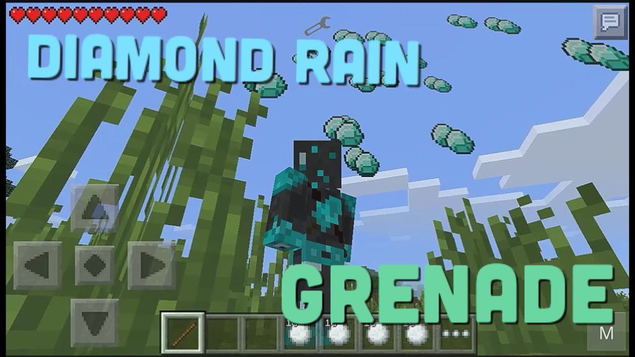 Minecraft PE : #3 : Mod Diamond Rain & grenade - YouTube
