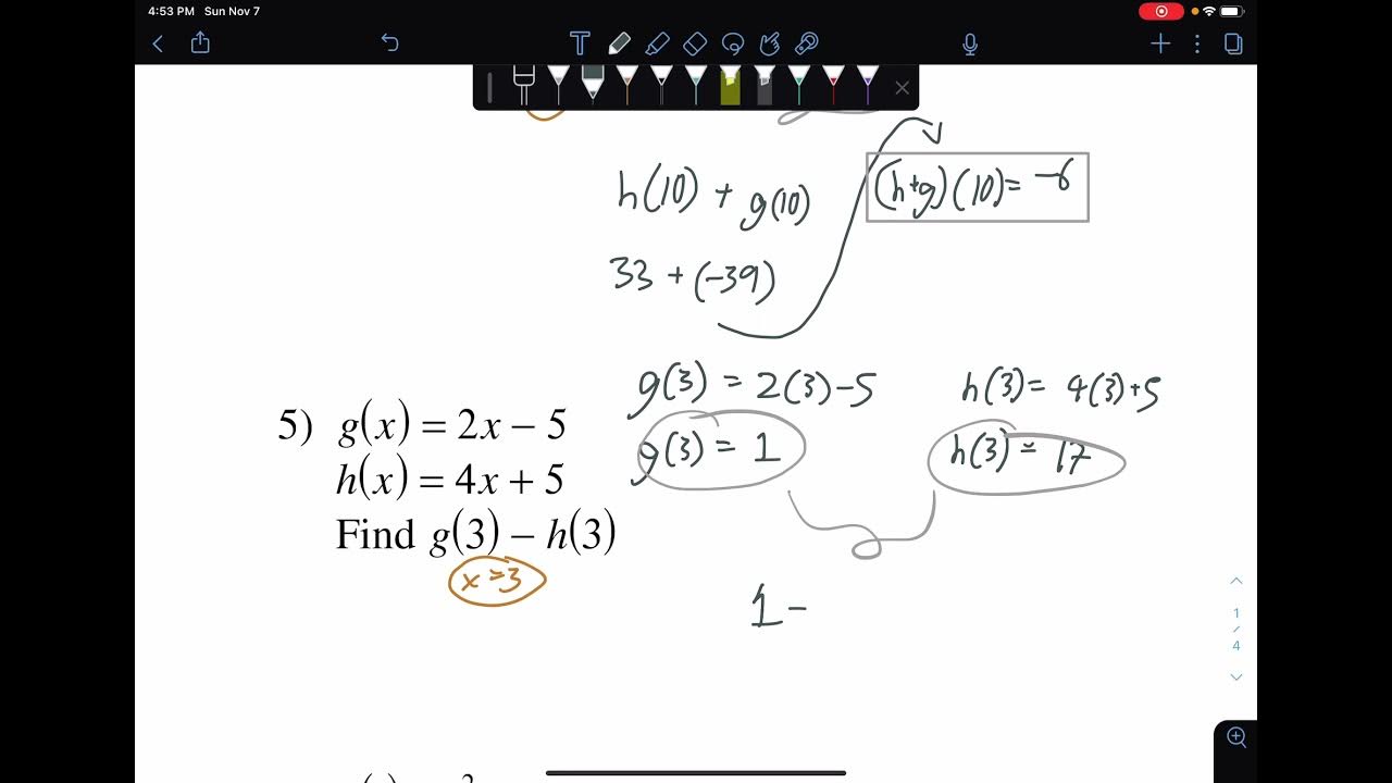 Function Operations- Kuta Software Worksheet Walkthrough - YouTube