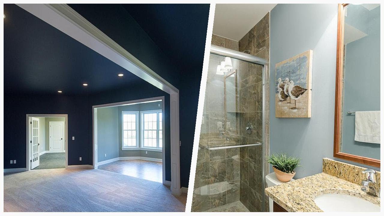 75 Huge Basement With Blue Walls Design Ideas #72 You'Ll Love ☆ - YouTube