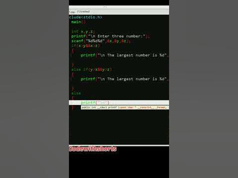 Find the largest number among three numbers. #c #programming #shorts # ...
