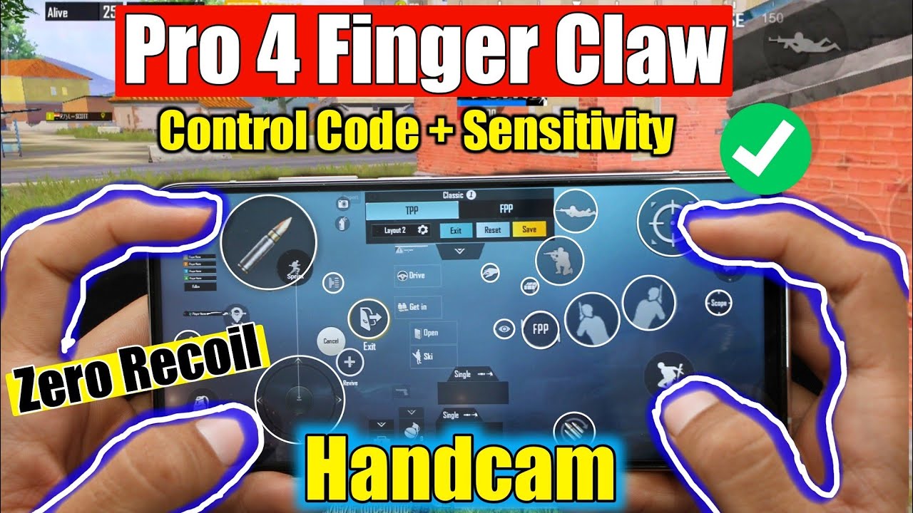 Bgmi 4 fingers setting | Best Finger claw | bgmi Best control | How To Play Pubg | 3 fingers ...