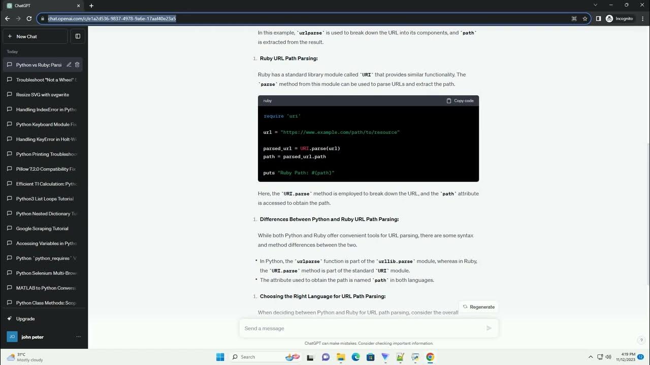 different between python and ruby when parsing URL path which is valid - YouTube