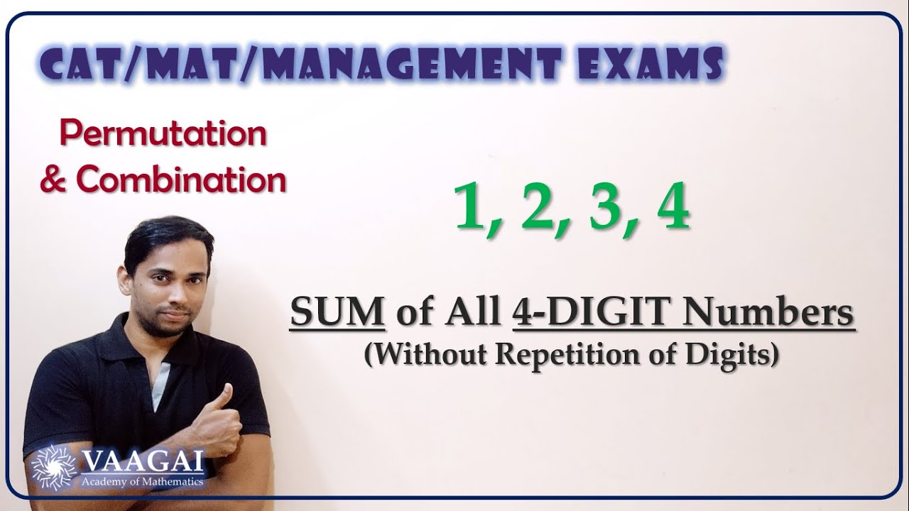 Sum Of All 4 Digit Numbers Formed Using The Digits 1 2 3 And 4