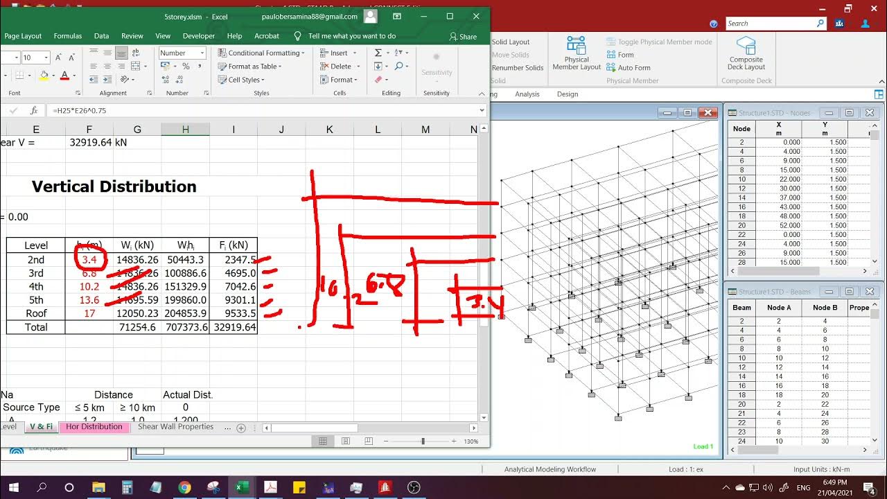 Vertical Distribution of Earthquake Using STAAD - YouTube