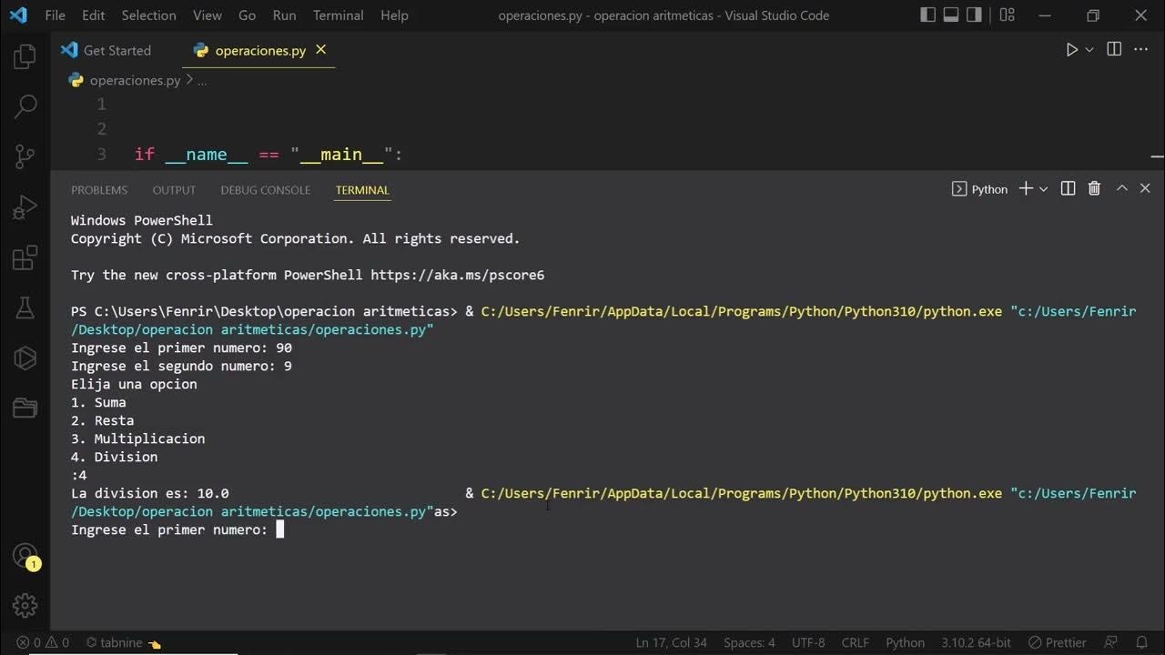 Operadores aritmeticos (suma, resta, multiplicacion, division)| Python ...