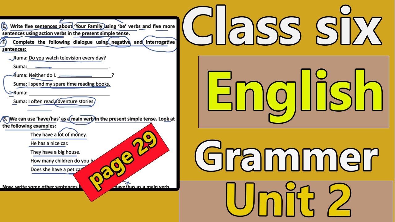 Unit 2 । Lesson 2 । tense । page 29। class 6 english grammar 2025 ...