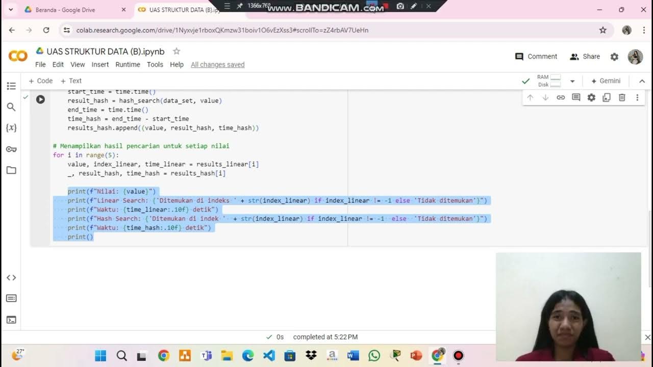 UAS STRUKTUR DATA: Penjelasan Analisis Perbandingan Algoritma Pencarian Linear Search VS Hash ...