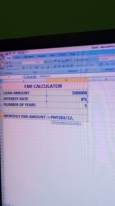 Calculate Monthly EMI In Excel || Excel Important Formulas And ...