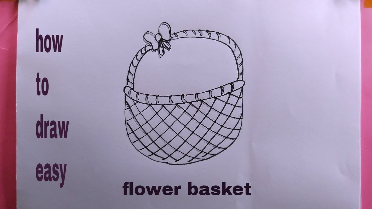 How to Draw Flower Basket/Flower Basket Drawing - YouTube