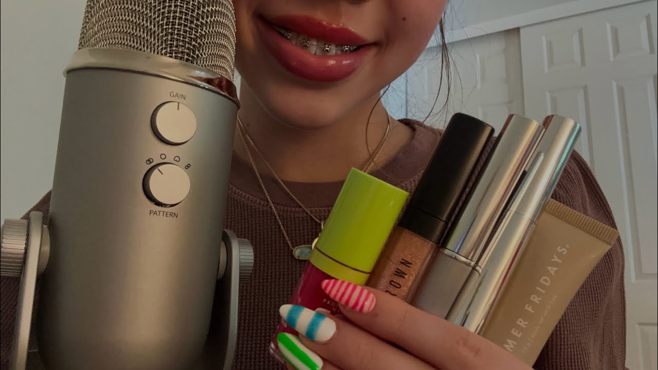 lippie collection ASMR 💋💄| part 1 | mouth sounds, over explaining, tapping - YouTube