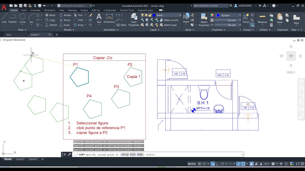 10. Comando COPY-(Copiar) AutoCAD-2021 - YouTube