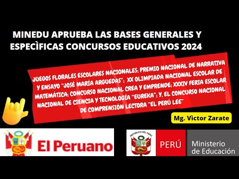 MINEDU APRUEBA RVM Nº070 2024 BASES GENERALES Y ESPECIFICAS CONCURSOS EDUCATIVOS 2024 Mg. V ...