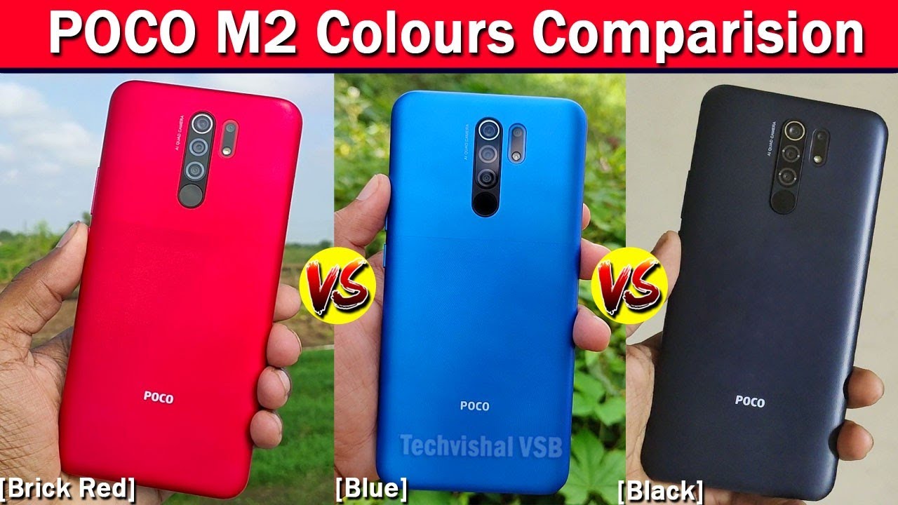 Poco M2 All Colors Comparison | Red vs Blue vs Black Colours | Poco M2 ...