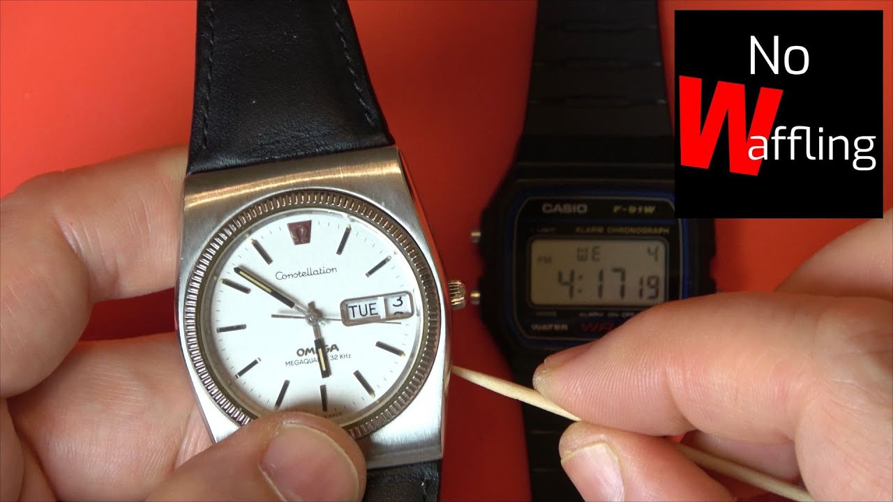 How to set time, day and date on Omega MEGAQUARTZ Calibre 1310 - YouTube