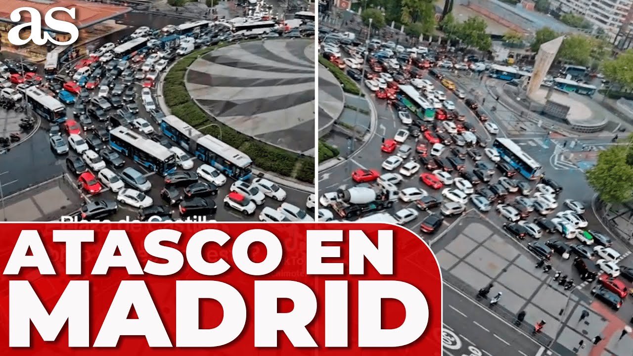INCREÍBLE ATASCO en MADRID: COLAPSA la ROTONDA de PLAZA DE CASTILLA ...