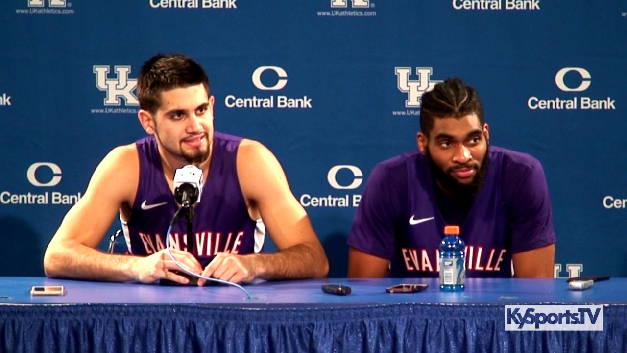 Evansville MBB Sam Cunliffe & KJ Riley on UPSET WIN vs #1 Kentucky ...