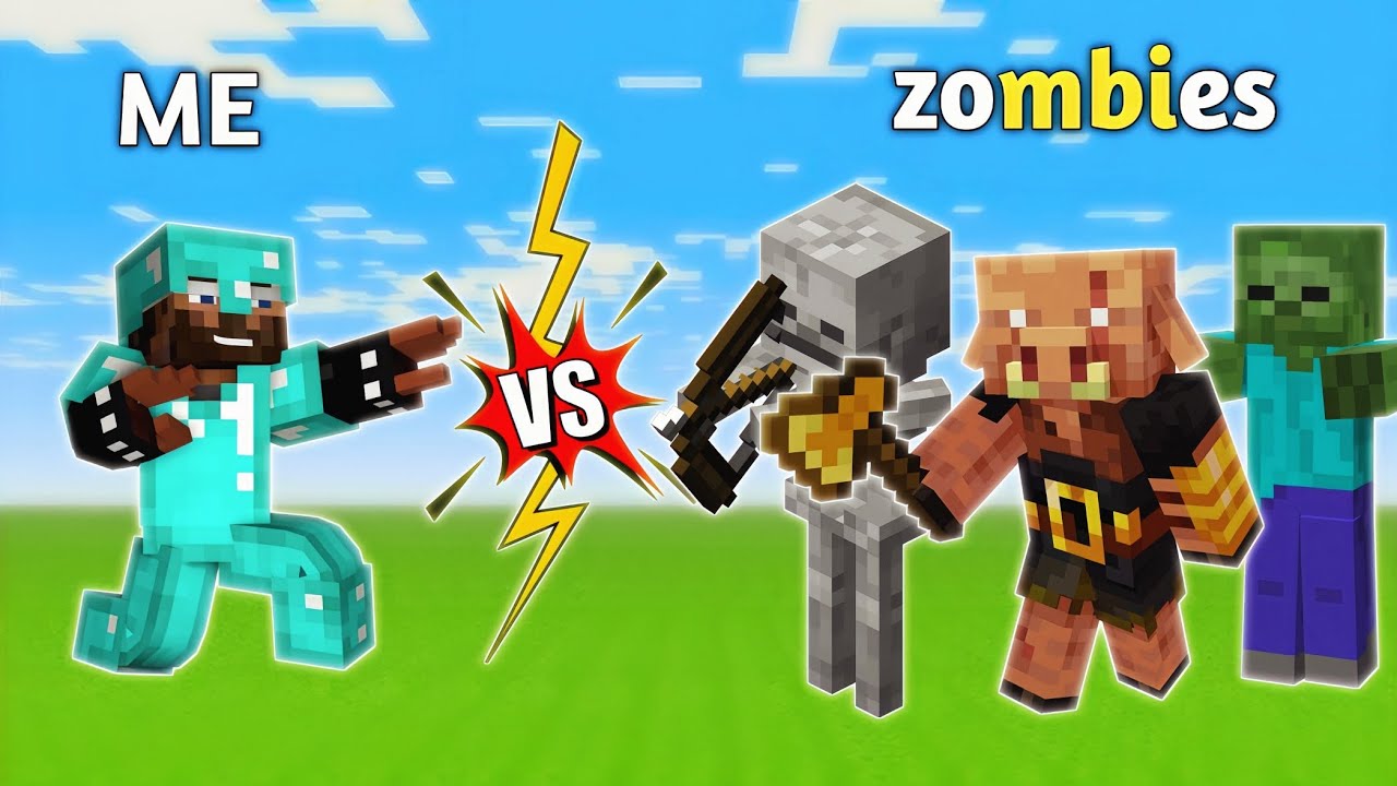 Fight with zombies in minecraft 1.21 - YouTube