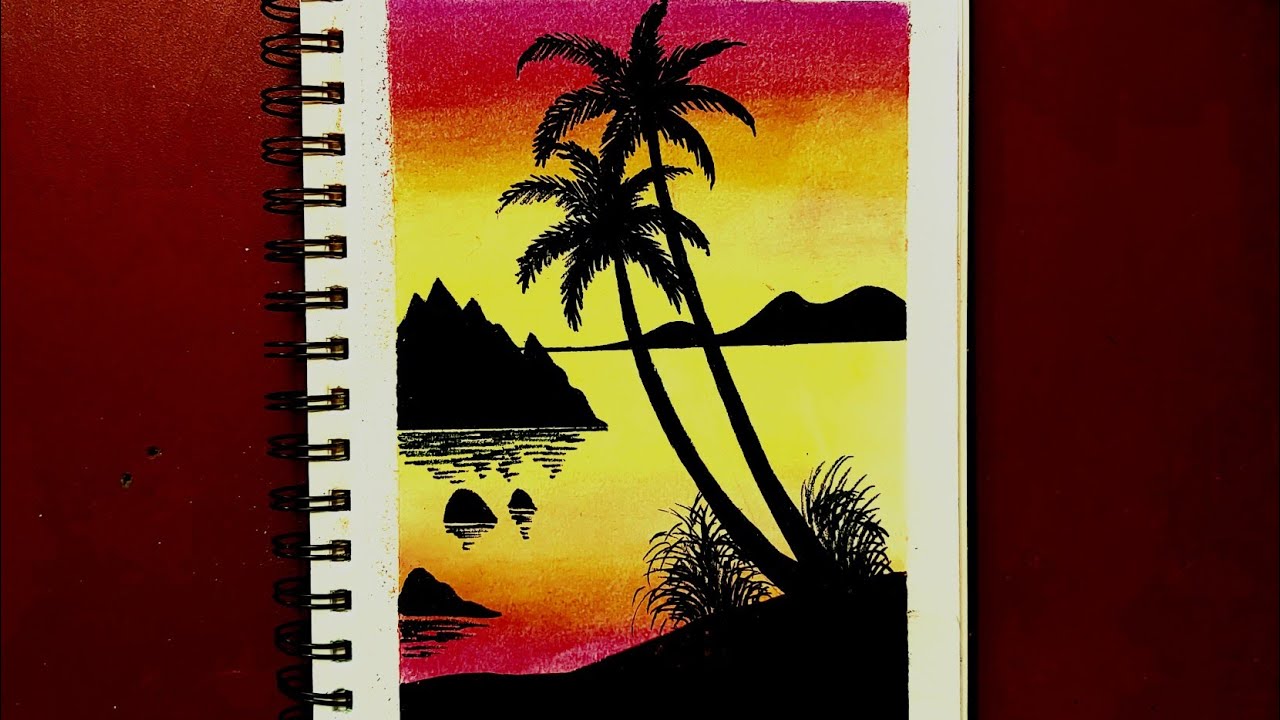 SIMPLE SCENERY DRAWING / EASY SOFT PASTEL DRAWING. - YouTube
