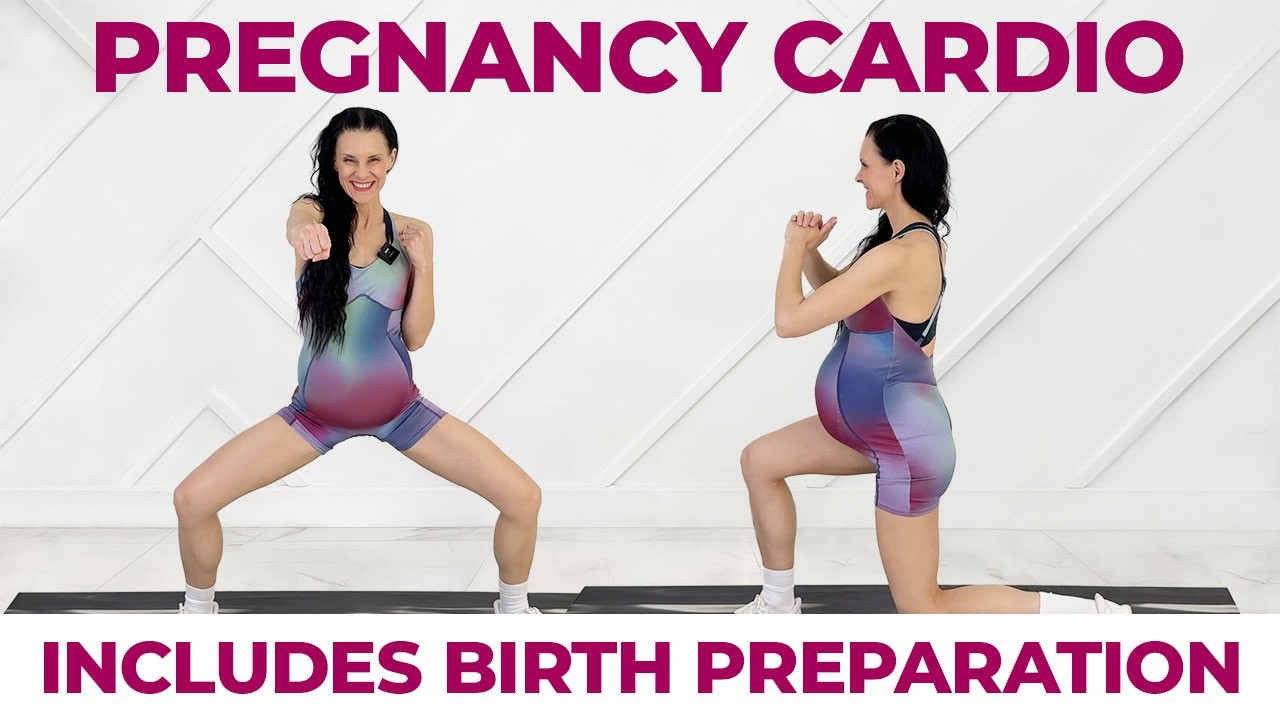 Pregnancy Cardio (20-Min) + Birth Prep Exercises (10-Min) - YouTube