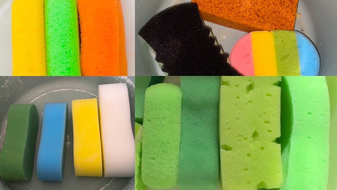 ASMR TBT bulk variety sponge rip compilation ripping dry wet jelly ...