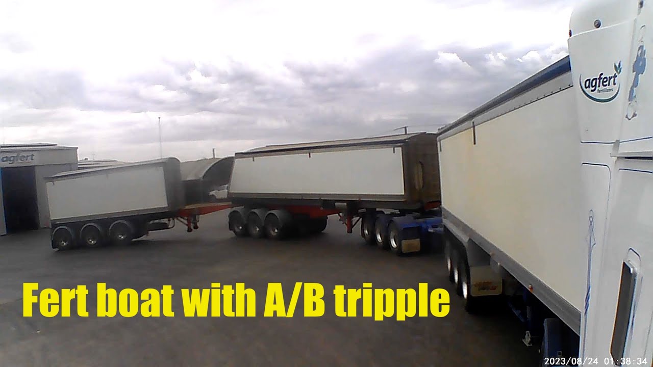 Carting Fertiliser with an AB Triple Road Train or a C Train. - YouTube