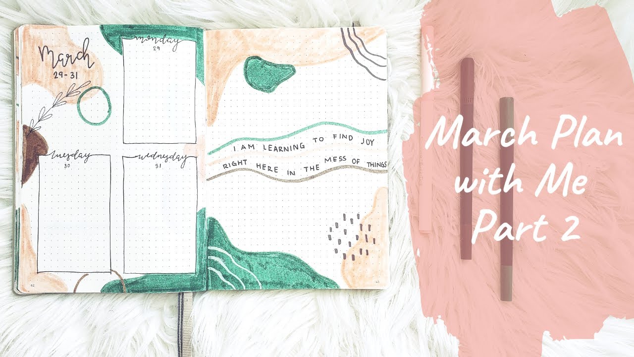 March 2021 Bullet Journal Setup - Part 2 | Plan With Me | Boho Abstract ...
