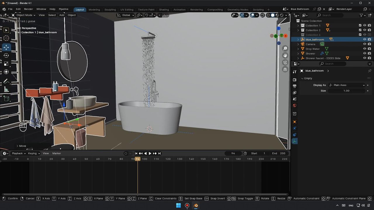 Fluid Shower Simulation in Blender: Realistic Water Effects - YouTube