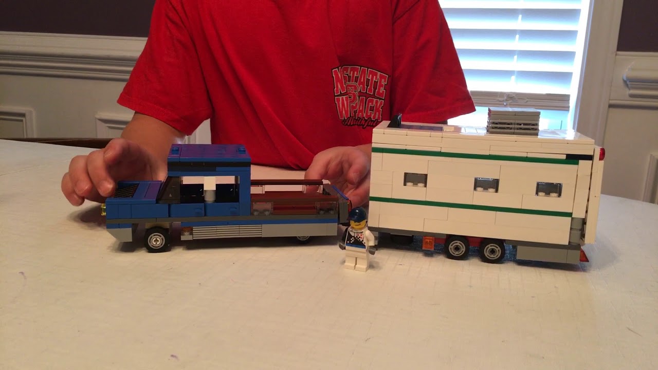 LEGO farm truck and motorcycle trailer - YouTube