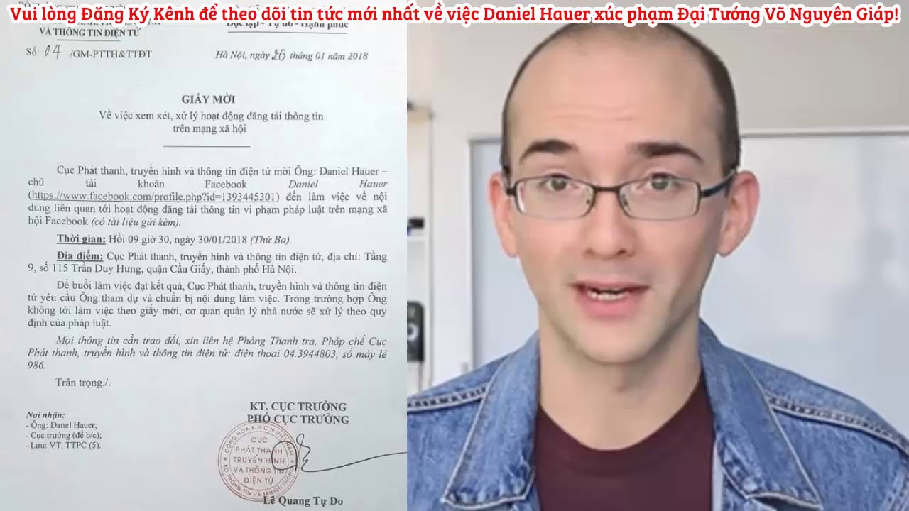Daniel Hauer bị Bộ Thông tin - Truyền thông mời lên làm việc vì xúc ...