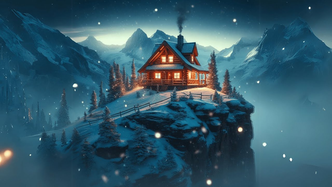 Music to relax the mind (house in the mountains in the middle of the ...