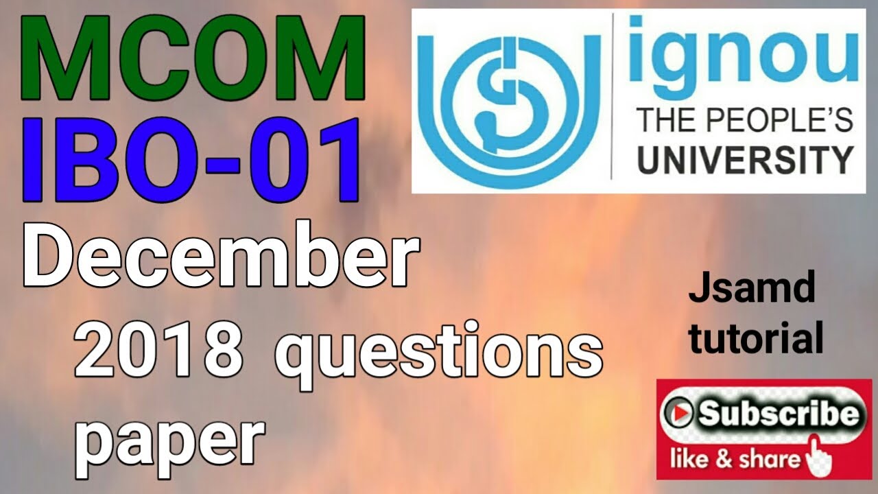 IGNOU IBO-01 questions paper - YouTube