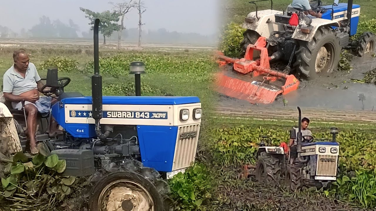 Swaraj 843 Xm 4 x 4 in rotavator performance 😲 - YouTube