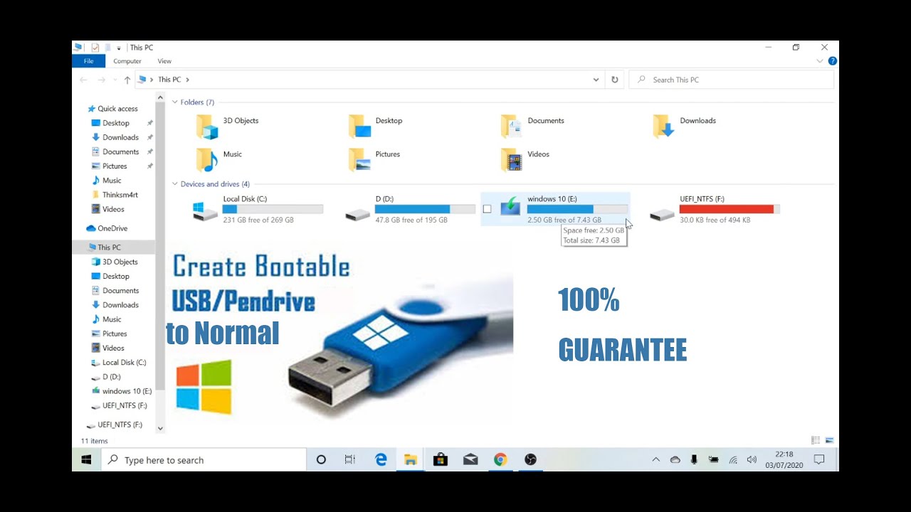 Make bootable pendrive to Normal - YouTube