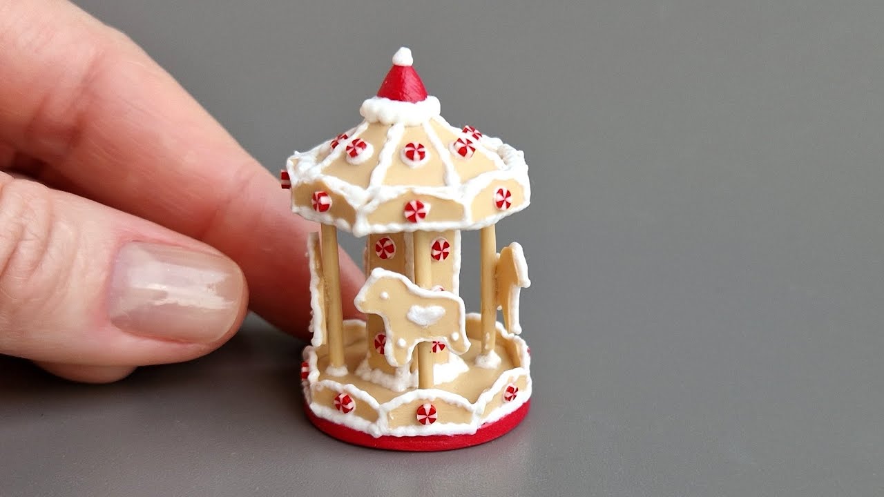 Miniature carousel/Made with polymer clay/Tutorial/DIY - YouTube