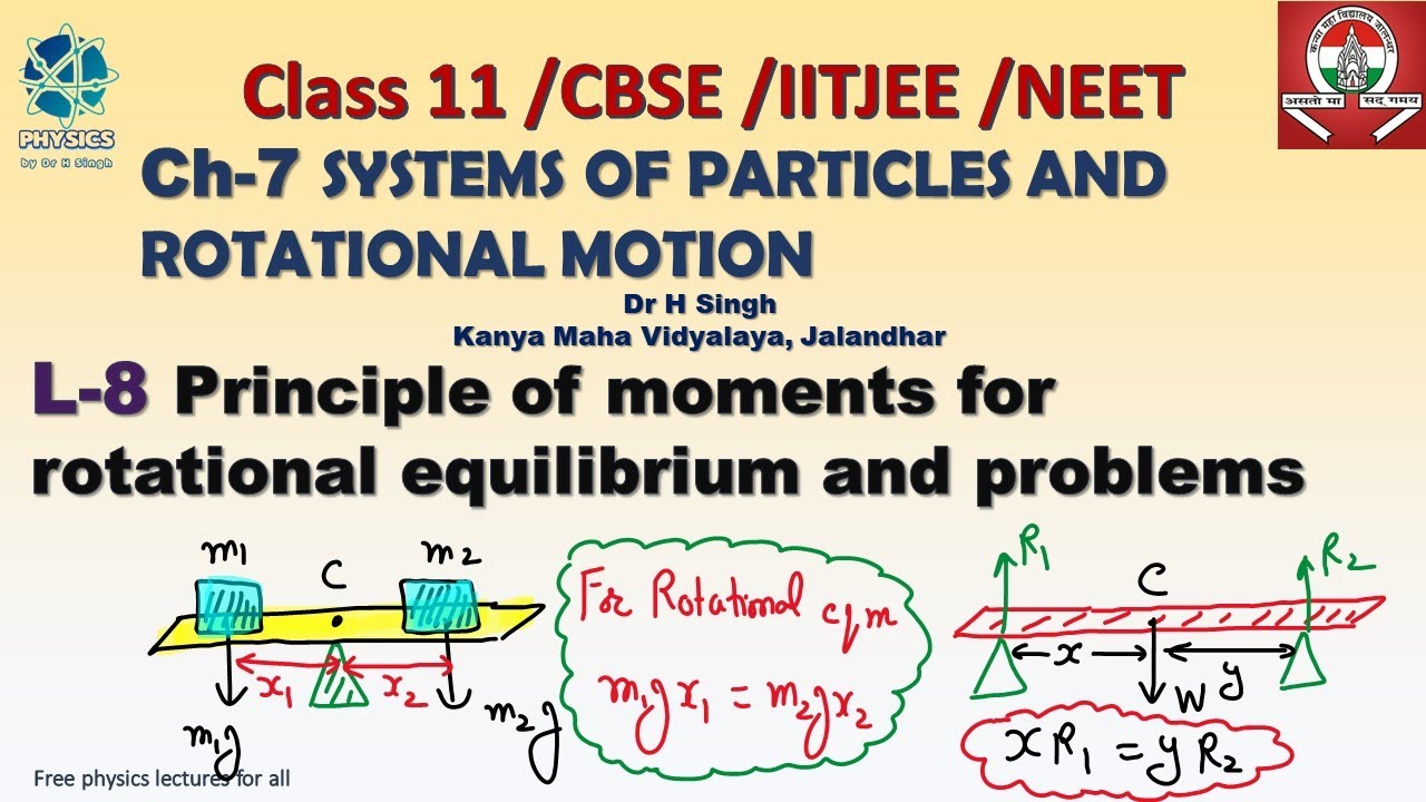L-8| Principle of moments for rotational equilibrium and some NCERT ...