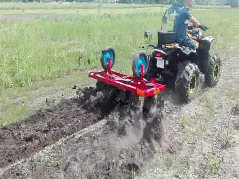 Brona talerzowa quad Can Am Renegade 800 ATV disc at work - YouTube