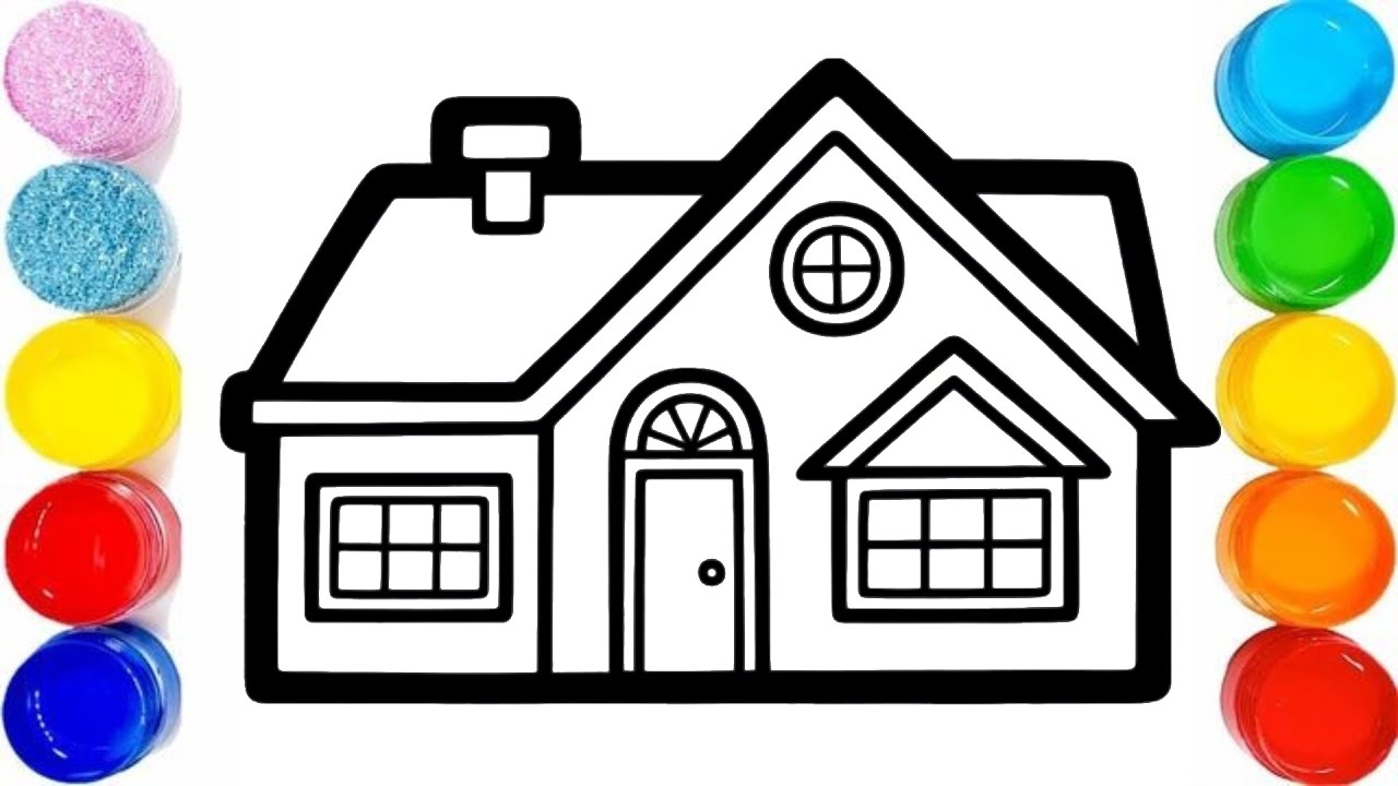 Let's Color Cute House 🏠 Drawing painting and coloring for kids and ...