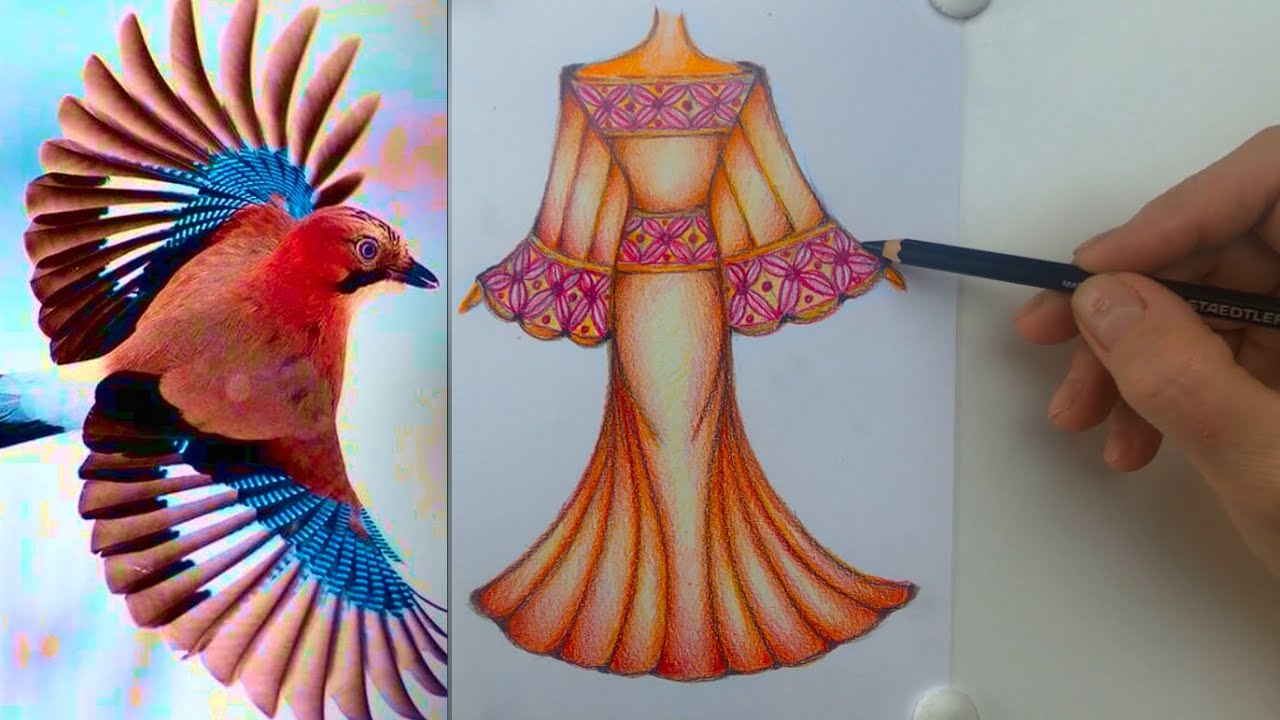 Dress With Lace Sketch Drawing - Fashion Sketching - YouTube