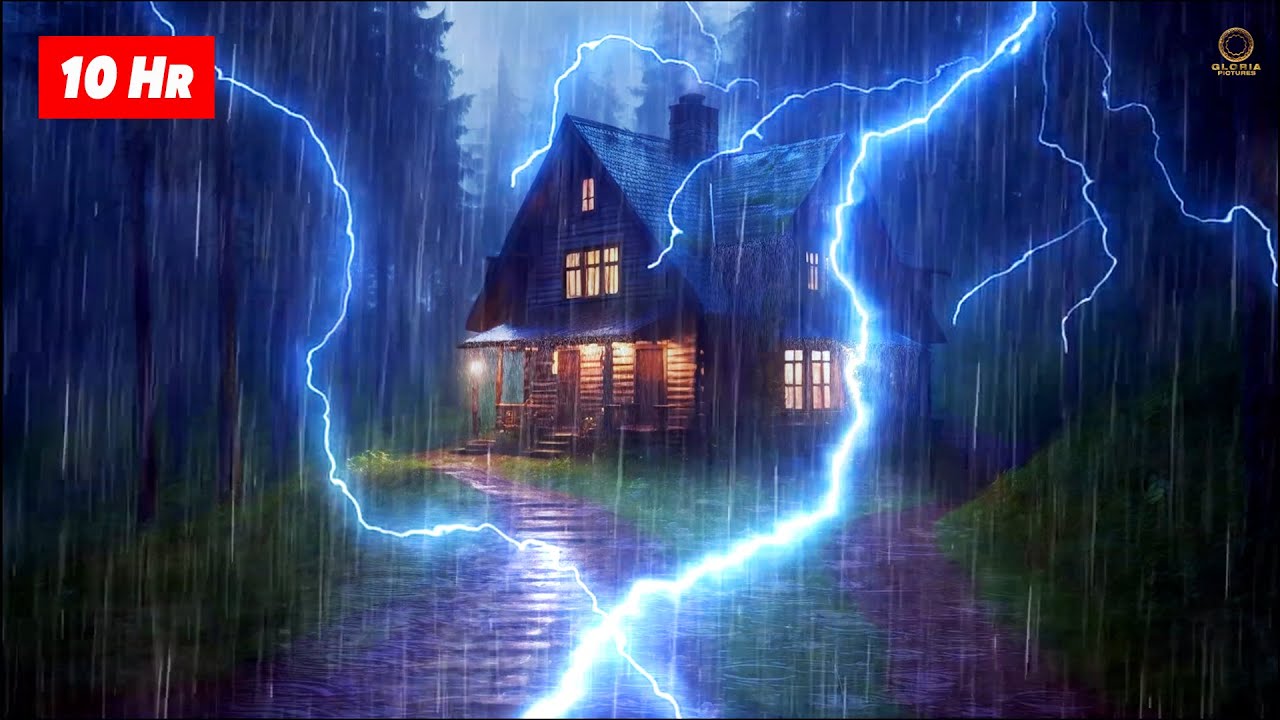 There is heavy rain and thunder. Fall asleep quickly to the sound of ...