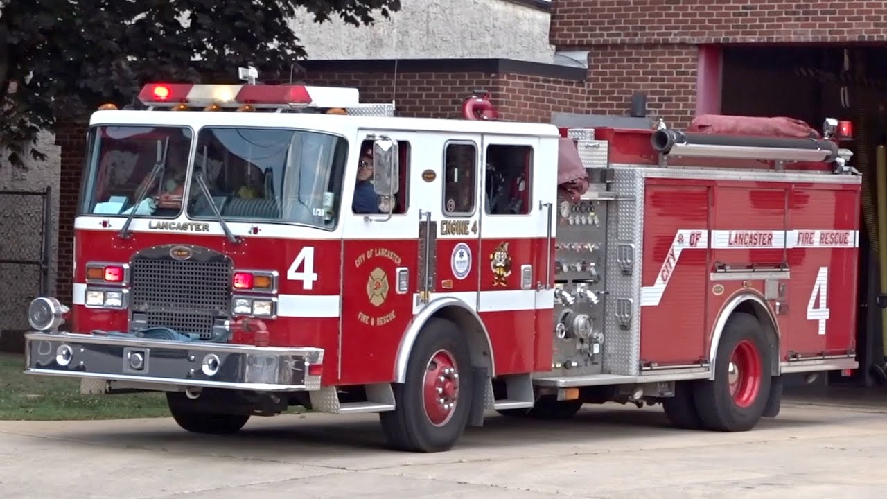 Lancaster City Bureau of Fire Engine 64-3 Responding - YouTube