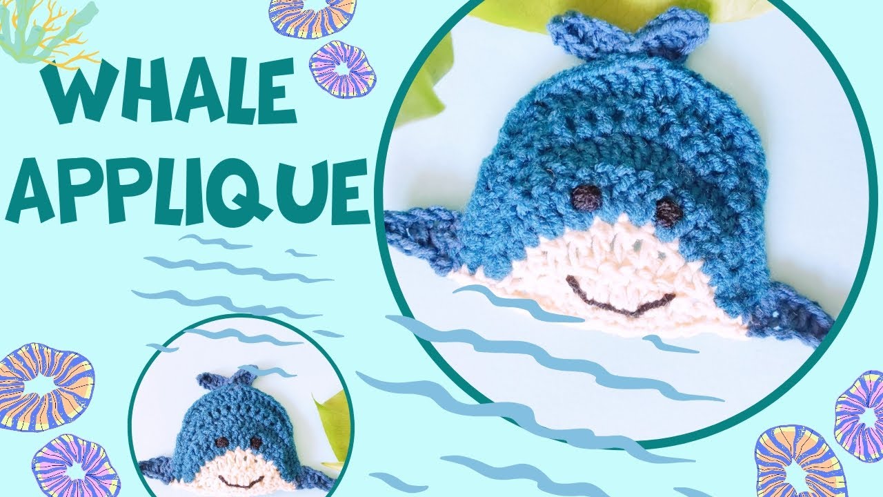 Crochet whale or shark applique tutorial : how to crochet an applique - YouTube