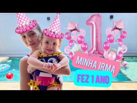 MINHA IRMÃ FEZ 1 ANO | Dia na piscina