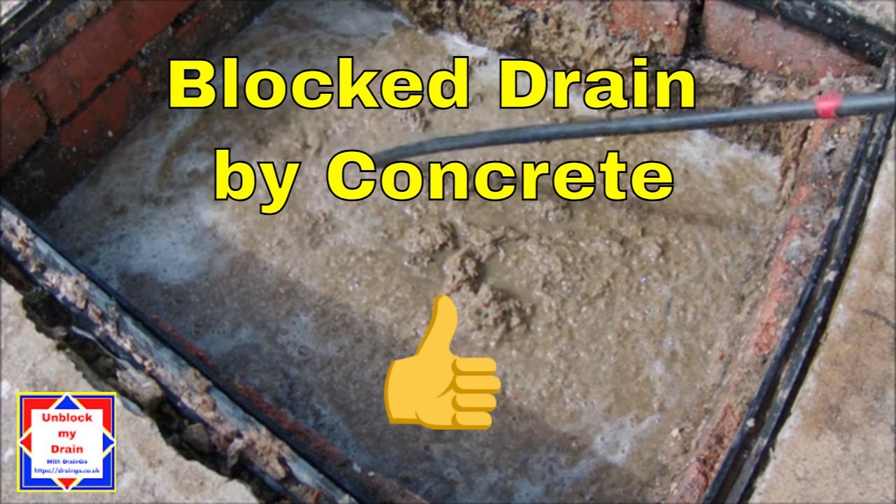 Blocked Drain by Concrete - drain jetting - YouTube