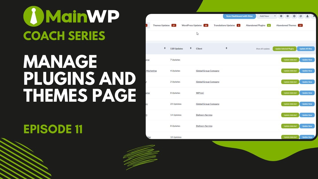 MainWP Coach Series - Ep. 11 - Manage Plugins and Themes Page - YouTube