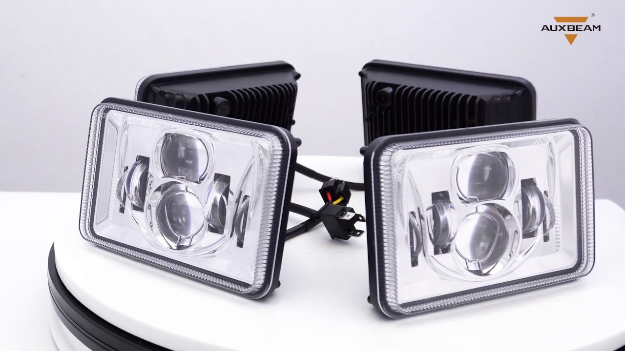 4X6 Inch 55W Rectangular Hi-Lo Beam LED Headlight (Chrome, 4pcs/set ...