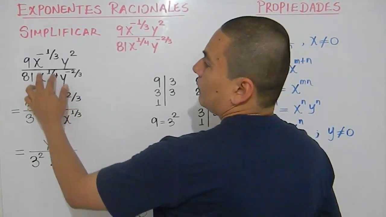 Cómo simplificar exponentes racionales empleando propiedades de la ...